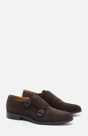 SCAROSSO Francesco Monk Strap Shoes - Dark Brown Suede