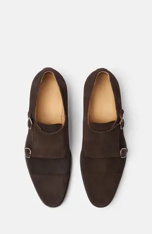 SCAROSSO Francesco Monk Strap Shoes - Dark Brown Suede