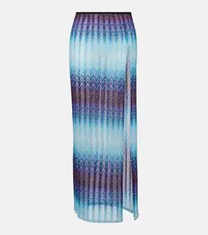 Missoni Zigzag Lamé Maxi Skirt - Blue