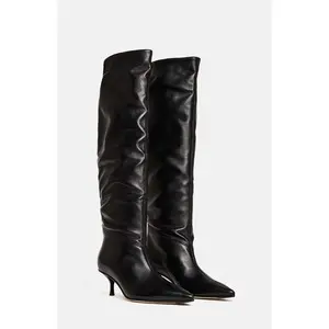 SCAROSSO Barbara Leather Boots - Black - Calf