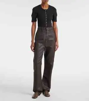 LEMAIRE High-rise Cotton Wide-leg Trousers