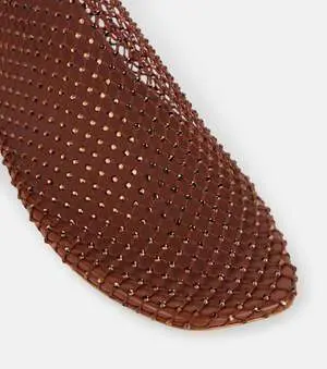 Christopher Esber Minette Crystal-embellished Mesh Flats - Brown