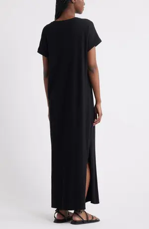 Treasure & Bond Cotton V-neck Maxi Dress - Black