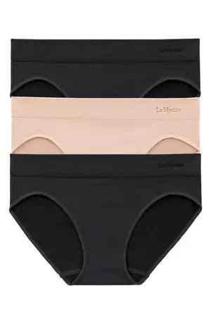 Le Mystère Seamless Comfort Bikini 3-pack - Black/ Black/ Natural