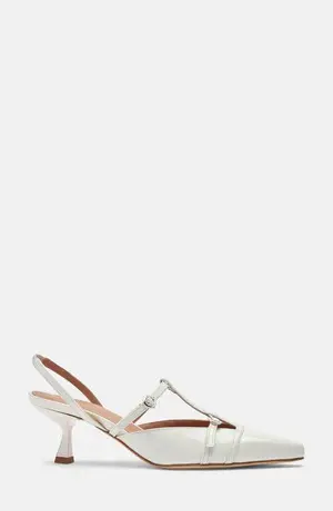 SCAROSSO Selena T-bar High Heels - White - Patent