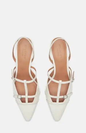 SCAROSSO Selena T-bar High Heels - White - Patent