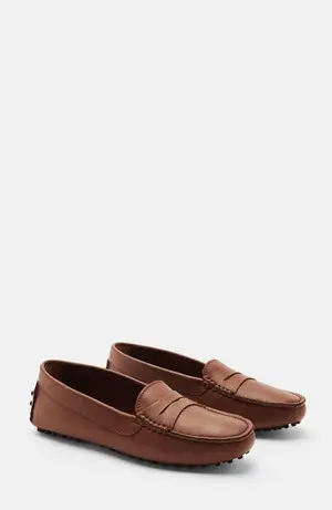 SCAROSSO Ashley Penny Driving Loafers - Cognac - Calf