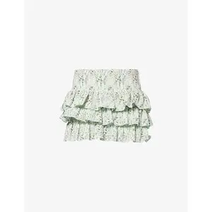 GRACEJACOB Dahlia Ruffled Woven Mini Skirt