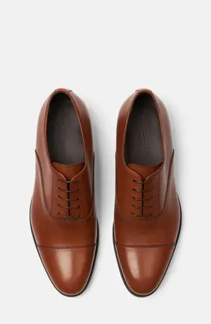 SCAROSSO Vesta Cap Toe Oxfords - Cognac Calf