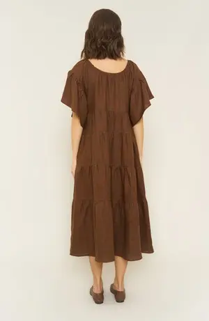 WHIMSY + ROW Rachel Midi Dress - Chocolate