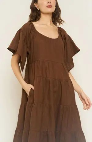 WHIMSY + ROW Rachel Midi Dress - Chocolate