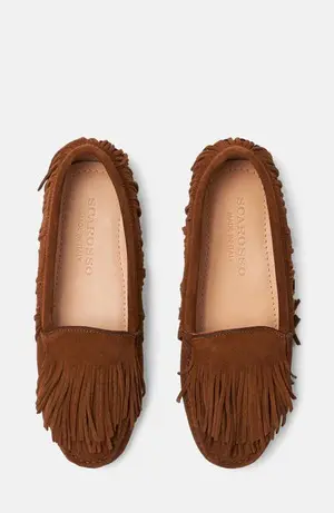 SCAROSSO Maya Driving Loafers - Brown - Suede