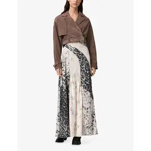 ALLSAINTS Ophelia Belted Suede Jacket - Mole Brown