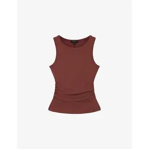 ALLSAINTS Katarina Straight-neck Sleeveless Cotton Tank - Rust Brown
