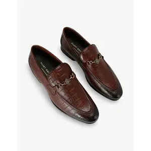 Kurt Geiger Alton Croc Leather Loafers - Tan
