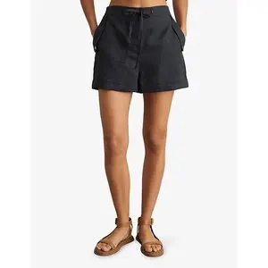 REISS Cara Drawstring-waist Linen Shorts