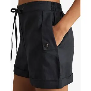 REISS Cara Drawstring-waist Linen Shorts