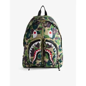 A BATHING APE Abc Camo Shark Woven Backpack - Green