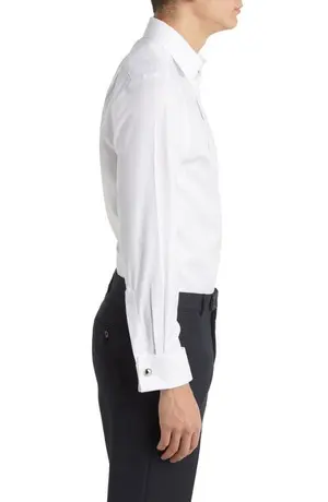 CHARLES TYRWHITT Non-iron Royal Oxford Slim Fit Shirt Double Cuff - White