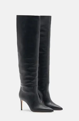 SCAROSSO Carra Knee High Boots - Black - Calf