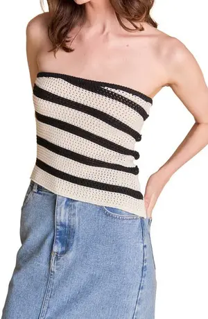 Endless Rose Stripe Open Stitch Tube Top