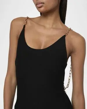 Gabriela Hearst Adeona Long Chain-strap Dress - Black