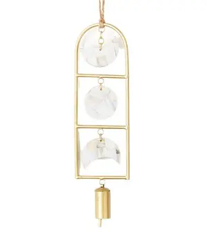 MATR BOOMIE Chayana Moon Phase Mother Of Pearl Wind Chimefair Trade Decor - White/gold
