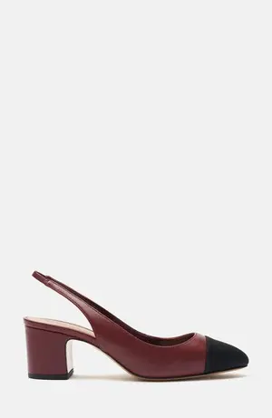 SCAROSSO Miranda Slingback Pumps - Burgundy - Calf
