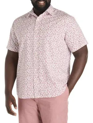 TRUE NATION BY DXL Big & Tall Leaf Print Sport Shirt