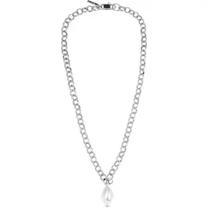 MR. ETTIKA Pearl Charm Chain Necklace - Silver