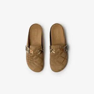 Burberry Check Suede Urchin Clogs - Jute