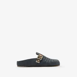 Burberry Suede Check Urchin Clogs - Wave Blue