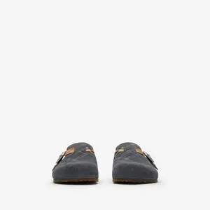Burberry Suede Check Urchin Clogs - Wave Blue