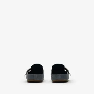 Burberry Suede Check Urchin Clogs - Wave Blue