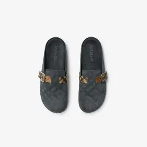 Burberry Suede Check Urchin Clogs - Wave Blue