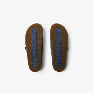 Burberry Suede Check Urchin Clogs - Wave Blue