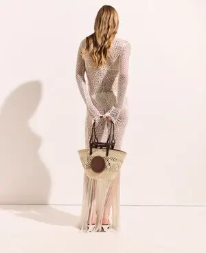 Stella McCartney Long Sleeve Crochet Maxi Dress - Natural