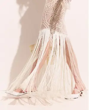 Stella McCartney Long Sleeve Crochet Maxi Dress - Natural