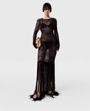 Stella McCartney Long Sleeve Crochet Maxi Dress