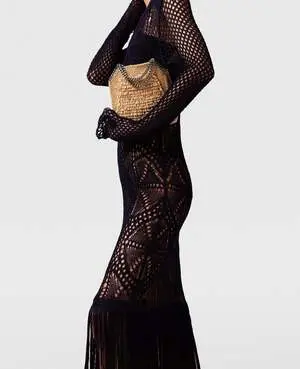 Stella McCartney Long Sleeve Crochet Maxi Dress