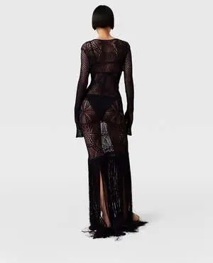 Stella McCartney Long Sleeve Crochet Maxi Dress