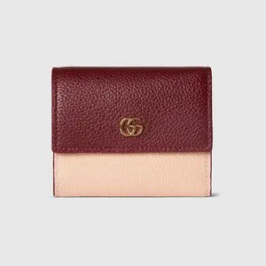 Gucci Bi-color Gg Marmont Mini Wallet Leather - Bordeaux
