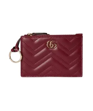 Gucci Gg Marmont Zip Key Pouch Leather - Bordeaux