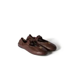 Miu Miu Ruched Nappa Leather Ballerinas - Briarwood