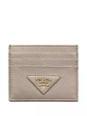 Prada Leather Card Holder - Grey