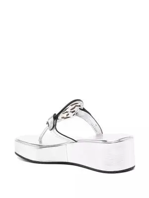 Tory Burch Miller Leather Sandals - Silver