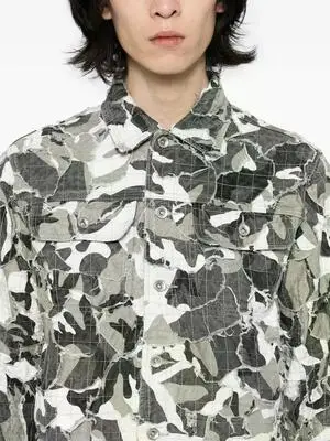 WHO DECIDES WAR Camo Trucker Jacket - Grey