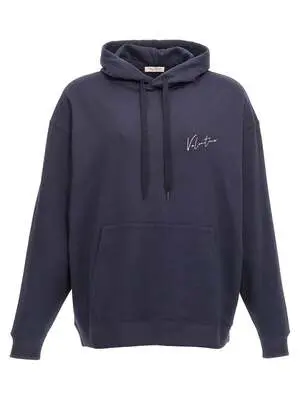 Valentino Garavani Logo Embroidery Hoodie - Blue