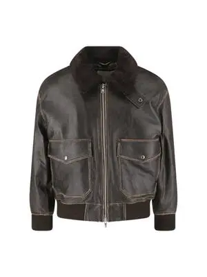 DUNST Brushed Leather Jacket - Brown