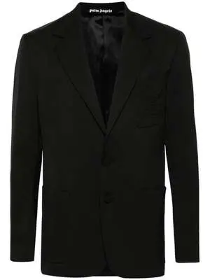 Palm Angels Single-breasted Twill Blazer - Black Black